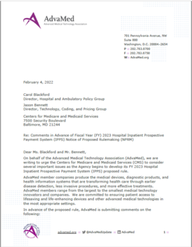 AdvaMed® Advocates for Policy Updates in Advance of Annual Rulemaking ...