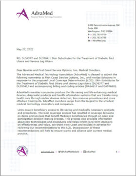 AdvaMed Submits Comments on Local Coverage Determination of Skin ...